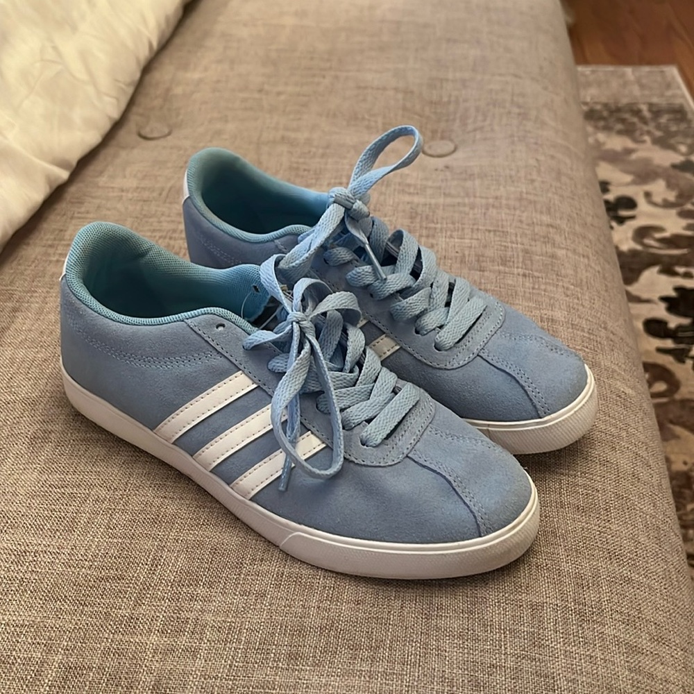 Adidas Light Blue Striped Sneakers - Gem